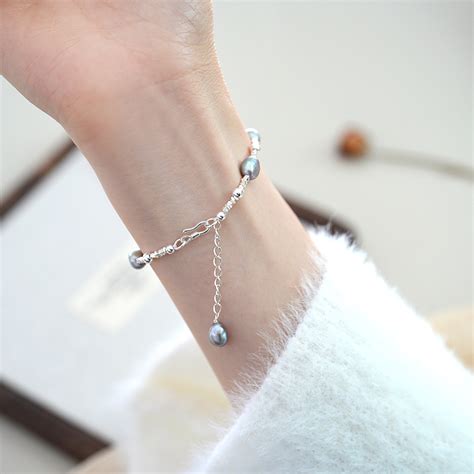 Natural Baroque Freshwater Pearl Silver Bracelet S925 Pure Silver Light