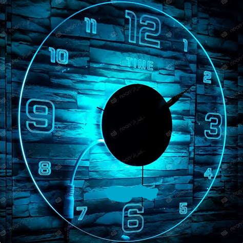 neon light analog wall clock stylish led clock for home and office