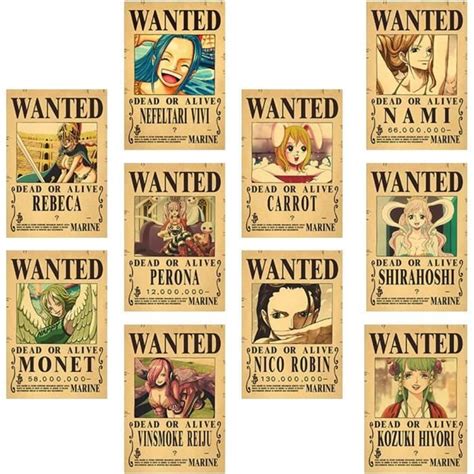 One Piece Wanted Posters10 Pièces Anime Posterposter Manga Poster