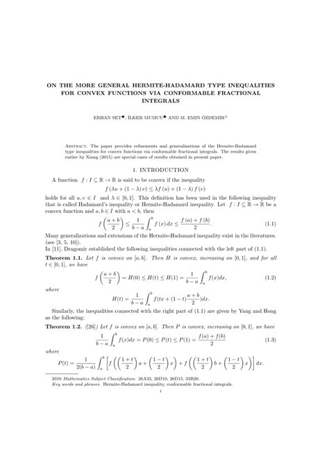 Pdf On The More General Hermite Hadamard Type Inequalities For Convex Functions Via