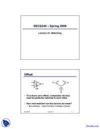 Matching Advanced Analog Integrated Circuits Lecture Slides Docsity