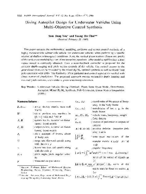 pdf diving autopilot design for underwater vehicles using multi