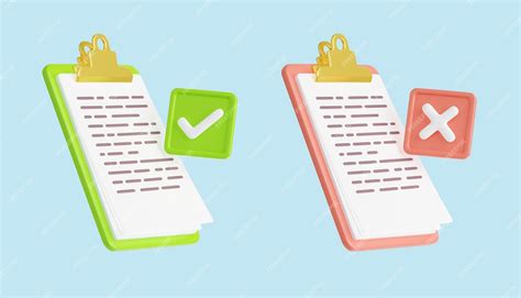 Free Photo 3d Render Accepted Denied Documents On Clipboard