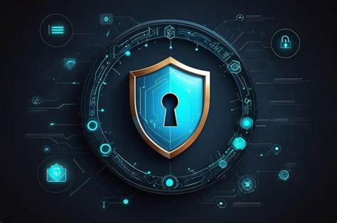Cyber Security Technology Concept Shield With Keyhole Icon Personal Data Technology Background