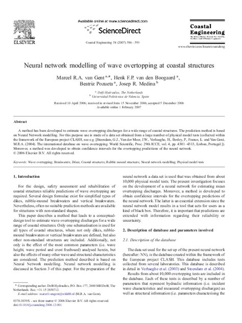 Pdf Neural Network Modelling Of Wave Overtopping At Coastal Structures