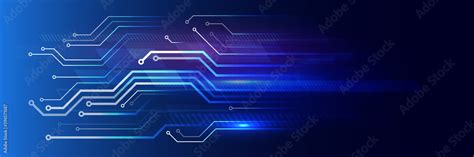 Hi Tech Circuit Board Design Innovation Concept Abstract Futuristic Wide Communication Vector