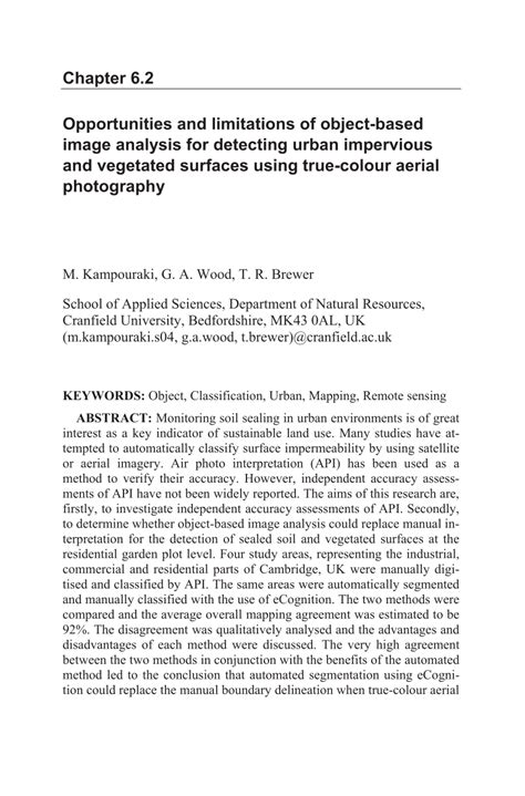pdf opportunities and limitations of object based image analysis for