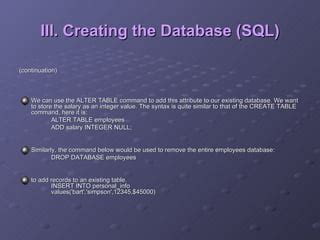 Creating Database PPT