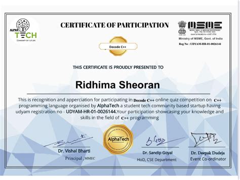 Ridhima Sheoran On Linkedin Alphatech