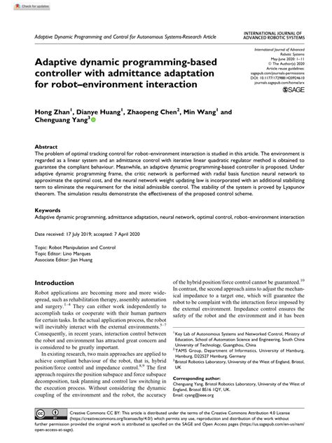 Pdf Adaptive Dynamic Programming Based Controller With Admittance