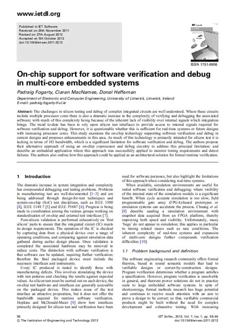 Pdf On‐chip Support For Software Verification And Debug In Multi‐core