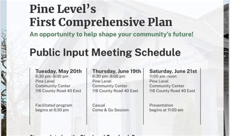 Pine Level Sets Public Input Meetings Concerning Comprehensive Plan For
