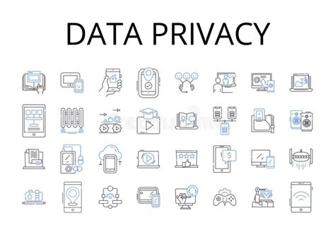 Data Privacy Line Icons Collection Personal Security Information Confidentiality Digital