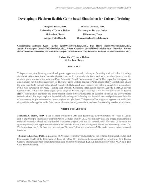 Pdf Developing A Platform Flexible Game Based Simulation For