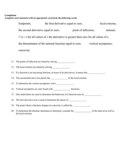 Solved Completion Complete Each Statement With An