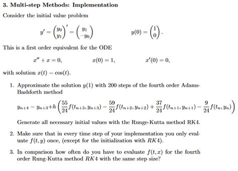 3 Multi Step Methods Implementation Consider The Chegg Com