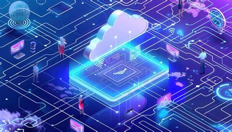 Futuristic Digital Landscape With Cloud Computing And Interconnected Technology Vibrant Colors