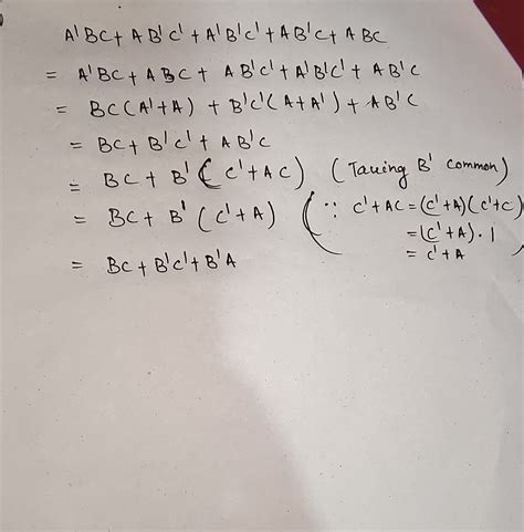digital logic simplified boolean expression for a bc ab c a b c ab c abc