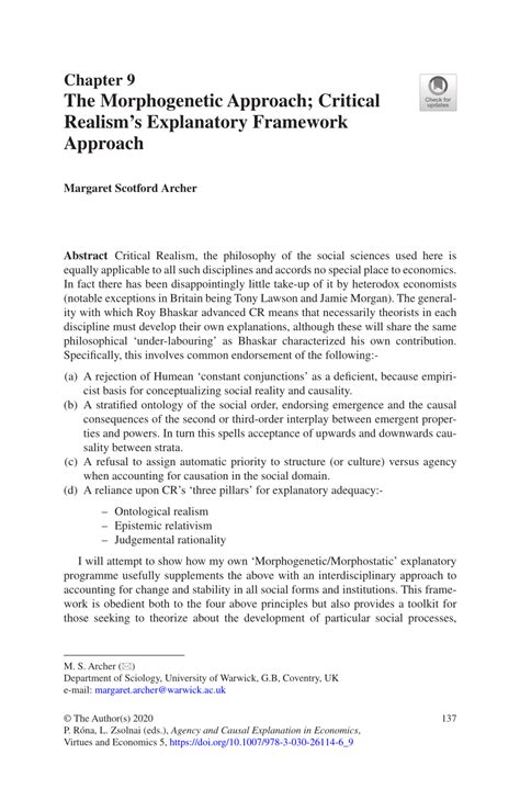 Pdf The Morphogenetic Approach Critical Realisms Explanatory Framework Approach