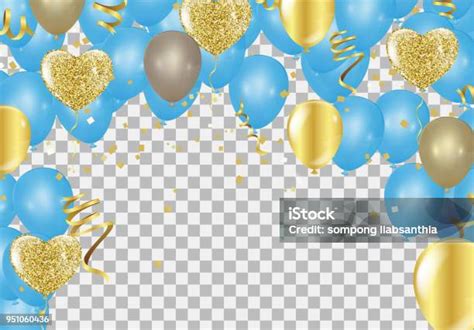 파란 풍선 색종이 컨셉 디자인 독립 기념일 인사말 Backgroundof 축 하 파티 풍선 개념에 대한 스톡 벡터 아트 및 기타