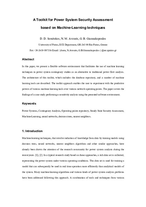 Pdf A Toolkit For Power System Security Assessment Based On Machine