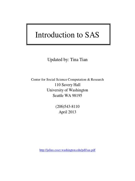 introduction to sas updated by tina tian pdf sas software