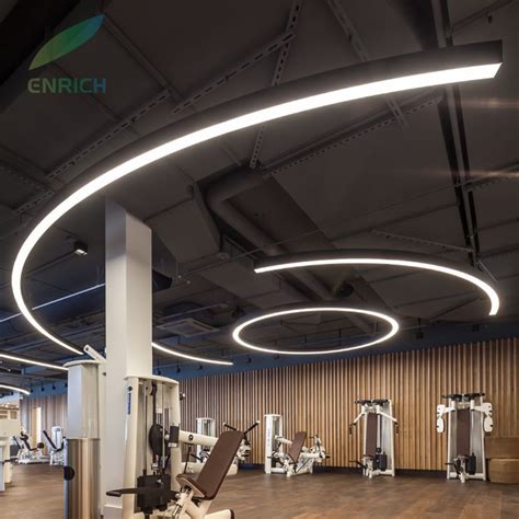 Modern Gym Lighting Curved Profile LED Pendant Light With Circle Shape Curved Shape Custom Made