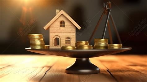 생생한 환경에서 3d 렌더링된 시소 균형 동전 및 집 기호 주택 융자 배경 동전 3d 배경 균형 배경 이미지 Hd 주택 융자 동전 3d 균형 배경 사진 무료