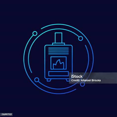 Pellet Stove Icon Linear Design Stock Illustration Download Image Now Biofuel Biology