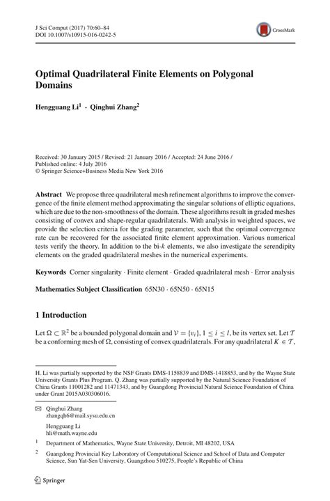 pdf optimal quadrilateral finite elements on polygonal domains