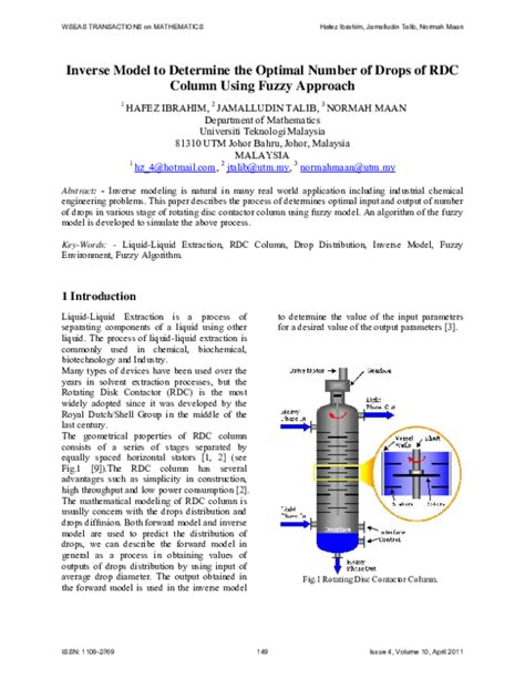 pdf inverse model to determine the optimal number of drops of rdc