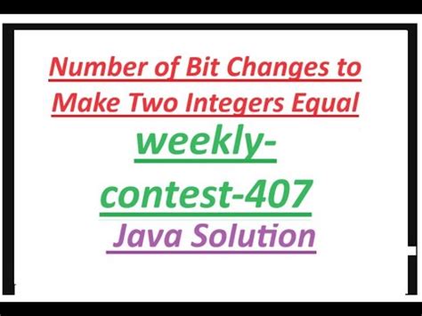 Number Of Bit Changes To Make Two Integers Equal Leetcode Weekly