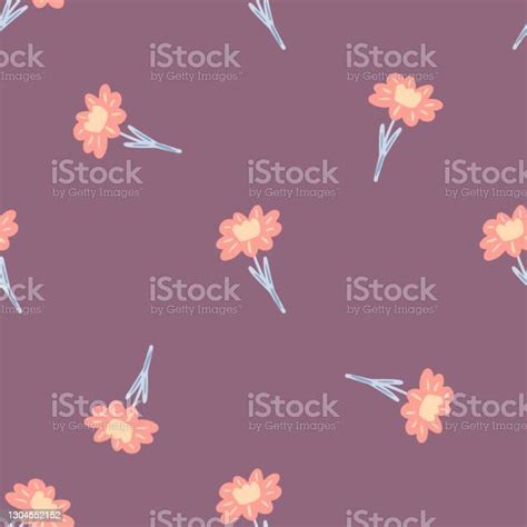 낙서 핑크 작은 꽃 모양과 미니멀 한 톤의 매끄러운 패턴 보라색 파스텔 배경 0명에 대한 스톡 벡터 아트 및 기타 이미지 0명 계절 꽃 나무 Istock