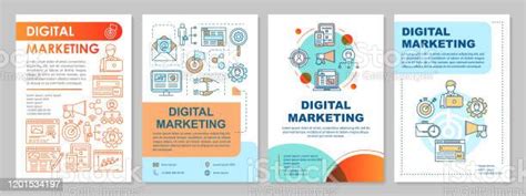 디지털 마케팅 브로셔 템플릿 레이아웃입니다 Smm 타겟팅 전단지 소책자 선형 그림이있는 전단지 인쇄 디자인 잡지 연례 보고서