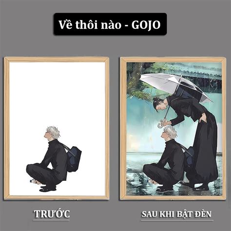 Tranh Bật đèn Anime Gojo Satoru để Bàn Treo Tường Tranh đèn Led Sukuna