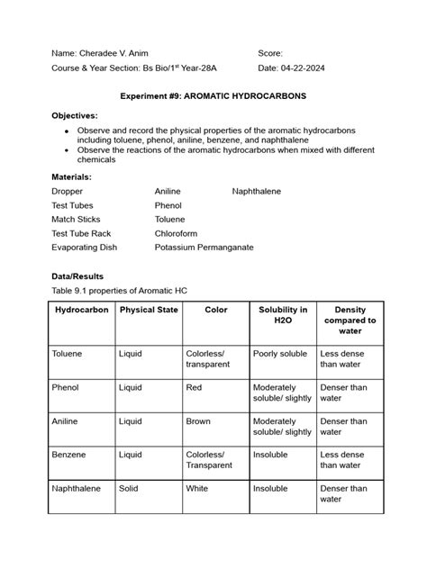 Lab Report 9 Download Free Pdf Toluene Solubility