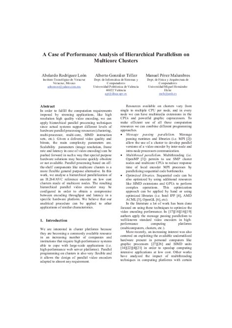 Pdf A Case Of Performance Analysis Of Hierarchical Parallelism On