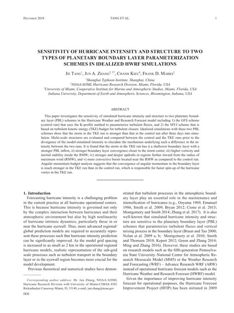Pdf Sensitivity Of Hurricane Intensity And Structure To Two Different