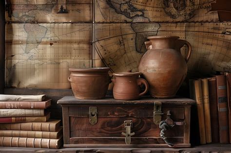 Коллекция древних керамических сосудов Ai сгенерированное изображение