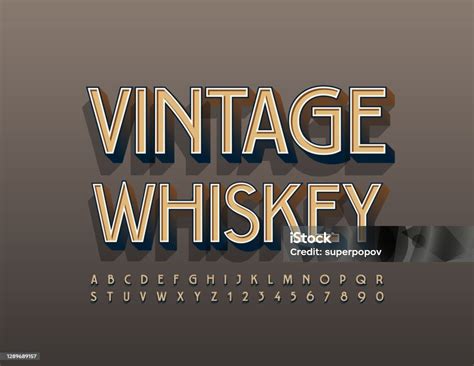 벡터 우아한 라벨 빈티지 위스키 구식 알파벳 문자 및 숫자 세트 라벨에 대한 스톡 벡터 아트 및 기타 이미지 라벨 아일랜드