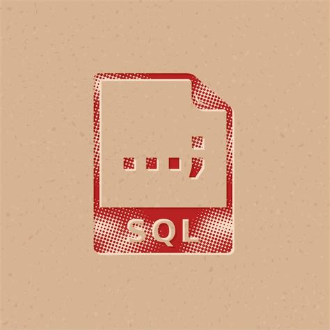Premium Vector Sql File Format Halftone Style Icon With Grunge Background Vector Illustration