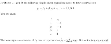 Solved Problem You Fit The Following Simple Linear Chegg