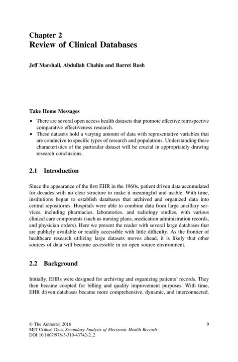 Pdf Review Of Clinical Databases