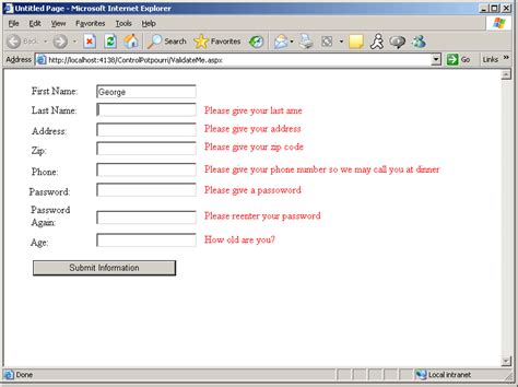 Creating A Page That Employs Validation Controls Aspnet