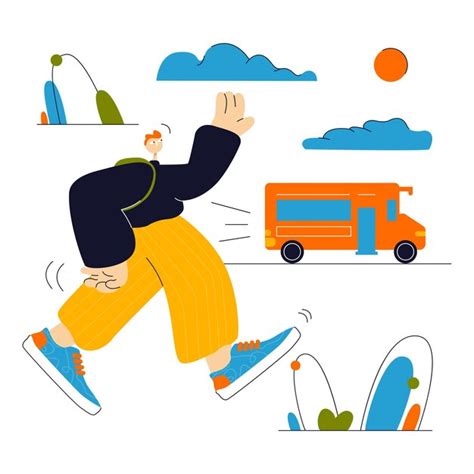 Premium Vector Student Rushing To The School Bus