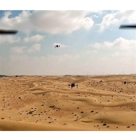aerial point of view of a swarm unit in the test location in the abu