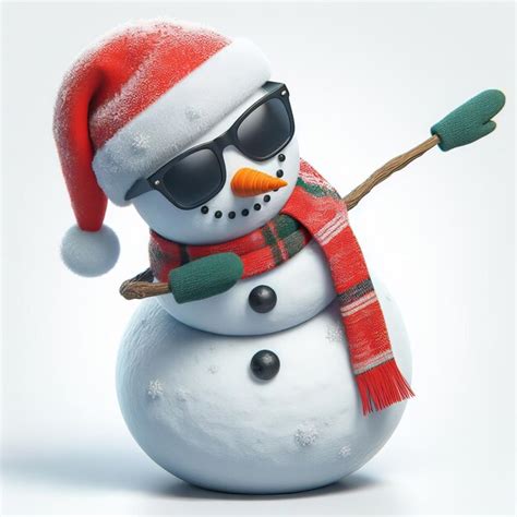 Premium Ai Image Snowman Wearing A Santa Hat And Sunglasses Doing The