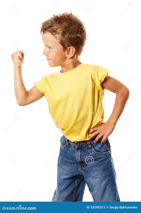 Strong Boy Shakes His Fist Stock Image Image Of Growth 33290313