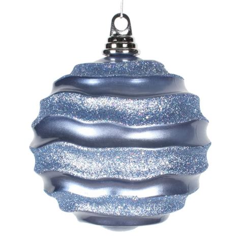 Vickerman 6 Periwinkle Candy With Glitter Wave Ball Christmas