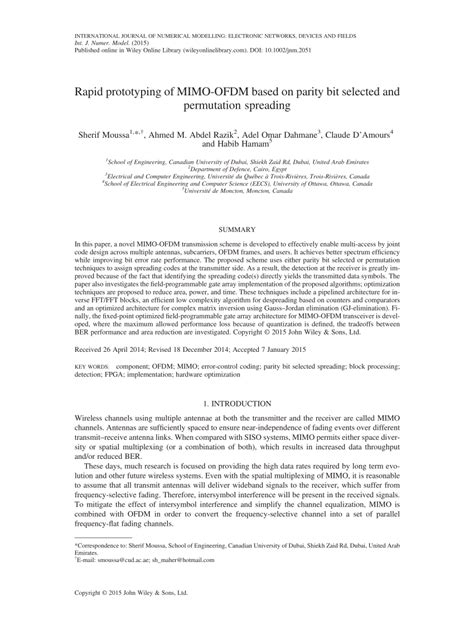 Pdf Rapid Prototyping Of Mimo Ofdm Based On Parity Bit Selected And